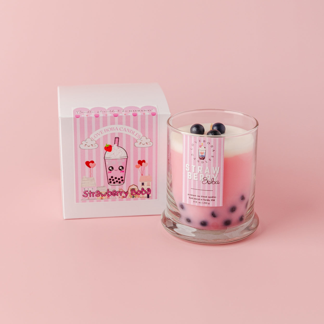 Strawberry Boba Candle – Love Boba Candles LLC