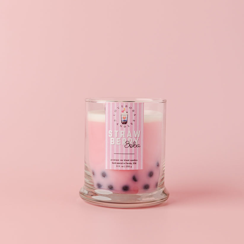 Strawberry Boba Candle – Love Boba Candles LLC